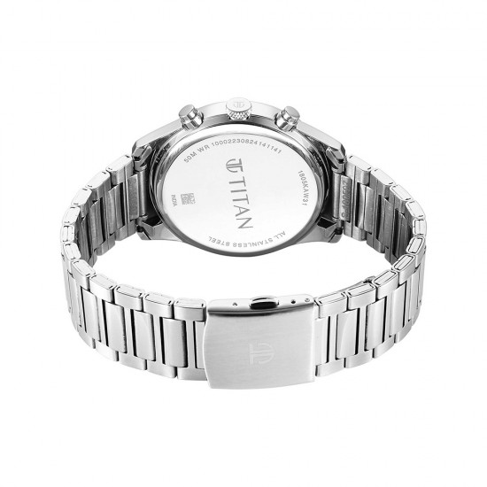 Titan Element 1805KM13 Silver White Dial Stainless Steel Strap Quartz ...