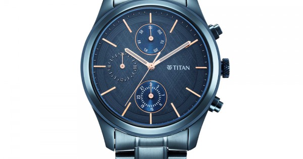 Titan Neo Splash 1805QM01 Blue Dial Multifunction Stainless Steel Strap ...