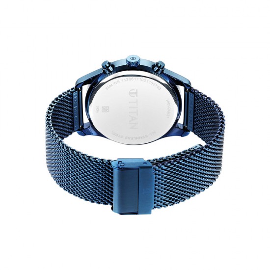 Titan Neo Splash 1805QM02 Blue Dial Multifunction Mesh Strap Quartz Men ...