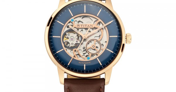 Titan Automatics NS90110WL02 Blue Dial Leather Strap Quartz Men's Watch